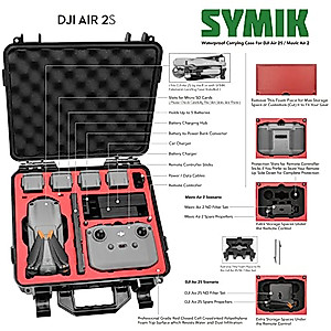SYMIK A310-MA2 Waterproof Hard Carrying Case for DJI Air 2S / Mavic Air 2 Drone / Fly More Combo; Rugged Professional Case with Complete Protection