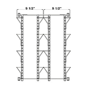 FixtureDisplays® Up to 9.5" Wide 8-Pocket Adjustable Display Rack, Wall Mounted Greeting Post Card Christmas Holiday Card Holders 11608-BLACK-DOUBLE-NF
