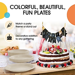 Exquisite Ivory Plastic Plates For Party 7" Ivory Disposable Plates For Party Supplies 50 Pcs Disposable Dinner Plate Heavy Duty 350 GSM Plate Sets, Plastic Dinnerware Sets