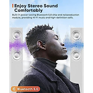 Bone Conduction Headphones, Open Ear Bluetooth Earbuds with Mic, Sweatproof Wireless Bone Conducting Headset, Inductivv Earphones with microphone for Running, Cycling, Gym, Hiking, Driving and Sports