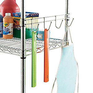 Alera SW59HB424SR Hook Bars for Wire Shelving, Five Hooks, 24-Inch Deep, Silver, 2 Bars/Pack