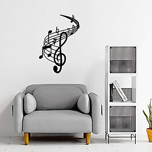 DNVEN Black Music Decals Musical Notes Treble Stave Wall Stickers Peel and Stick for Kids Rooms Girls Rooms Nursery 16 inches x 22 inches