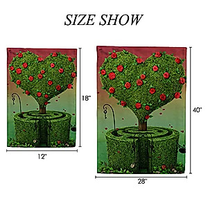 My Little Nest Seasonal Garden Flag Heart Shape Flower Tree Double Sided Vertical Garden Flags for Home Yard Holiday Flag Outdoor Decoration Farmhouse Banner 12"x18"