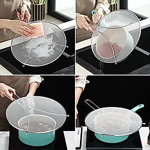 Evanda 12" Splatter Screen for Cooking, Stainless Steel Fine Mesh for Frying Pan, Grease Guard for Pan to Stop Hot Oil Splatter, Protect the Skin From Burns, Safe Cooking Lid