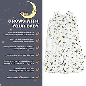 Ftikvo Swaddle-Blanket Baby Girl & Boy Swaddles Newborn Infant Transition Safe Wrap Blankets 100% Cotton Breathable (Dinosaur, 3-6 Month)