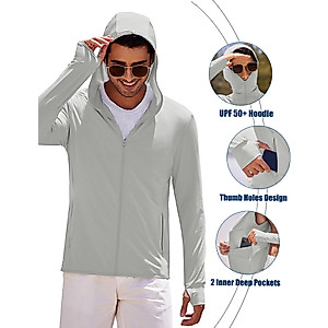 COOFANDY Men Full Zip UPF 50 Sun Protection Hoodie Jacket Long Sleeve Lightweight Breathable UV Shirts with Pockets