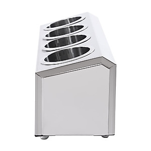 DNYSYSJ Commercial Utensil Holder, 4-Hole Stainless Steel Cylinder Flatware Silverware Utensil Holder Organizer Countertop Forks Spoons Knife Utensil Caddy Compact Cutlery Organizer