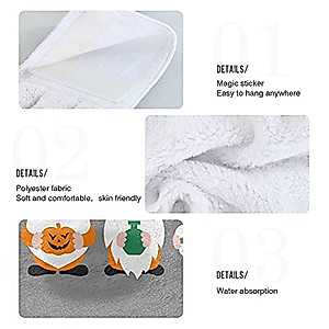 Halloween Gnomes Bats Hanging Kitchen Towels Pumpkin Skull Broom Hand Towel 2PCS Dish Cloth Tie Towel Absorbent Oven Stove Washcloth with Loop for Bathroom Home Decorative