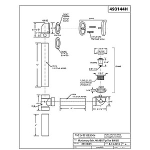 Westbrass 493144H-62 12" & 4" Bath Waste & Overflow Assembly with Tip-Toe Drain Plug and Illusionary Faceplate-SCH. 40 ABS Pipe, 1-Pack, Matte Black