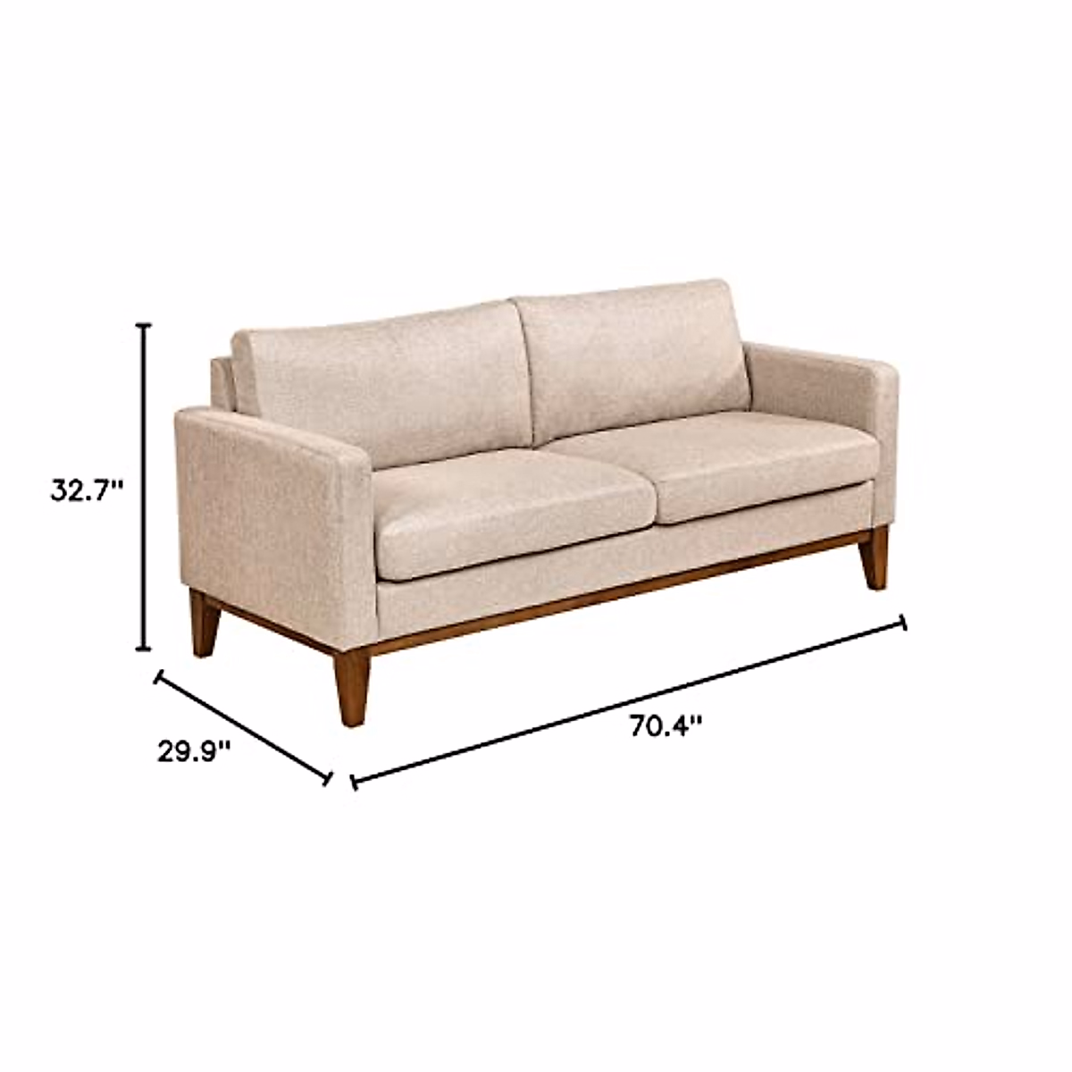 LifeStyle Solutions Derry Sofa, 70.4" W x 29.9" D x 32.7" H, Beige