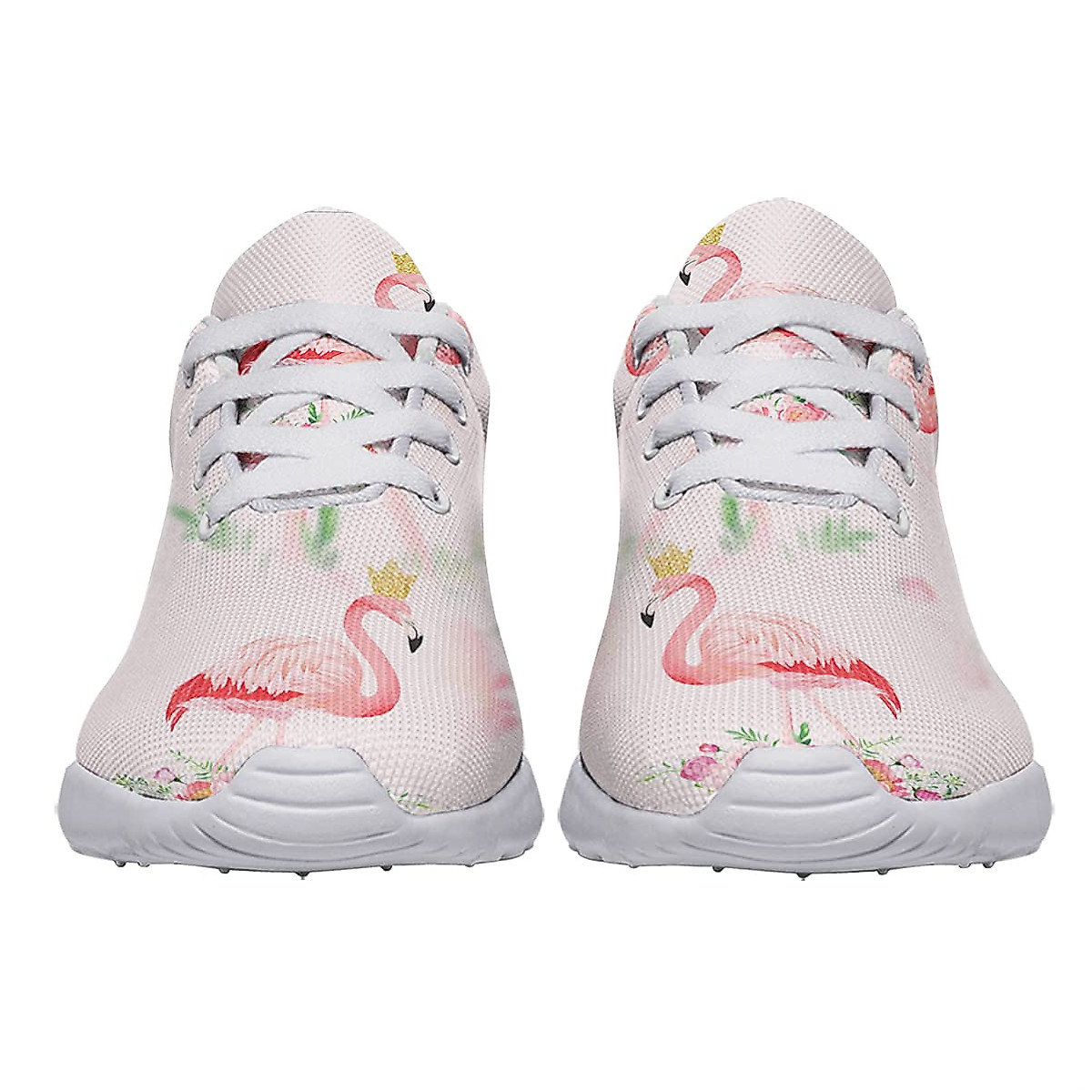 Men Women Running Shoes,Pink Flamingo Lightweight Breathable Tennis Shoes Non Slip Athletic Workout Gym Sneakers White Size 8.5