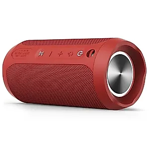EDUPLINK Bluetooth Speaker, Portable Wireless Speakers, Waterproof IPX7 Speaker, TWS Pairing Stereo, Long Playtime for Home, Travel, Red