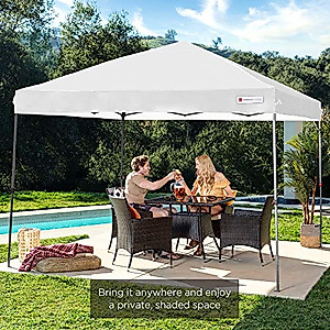 Best Choice Products 10x10ft 1-Person Setup Pop Up Canopy Tent Instant Portable Shelter w/ 1-Button Push, Straight Legs, Wheeled Carry Case, Stakes - White