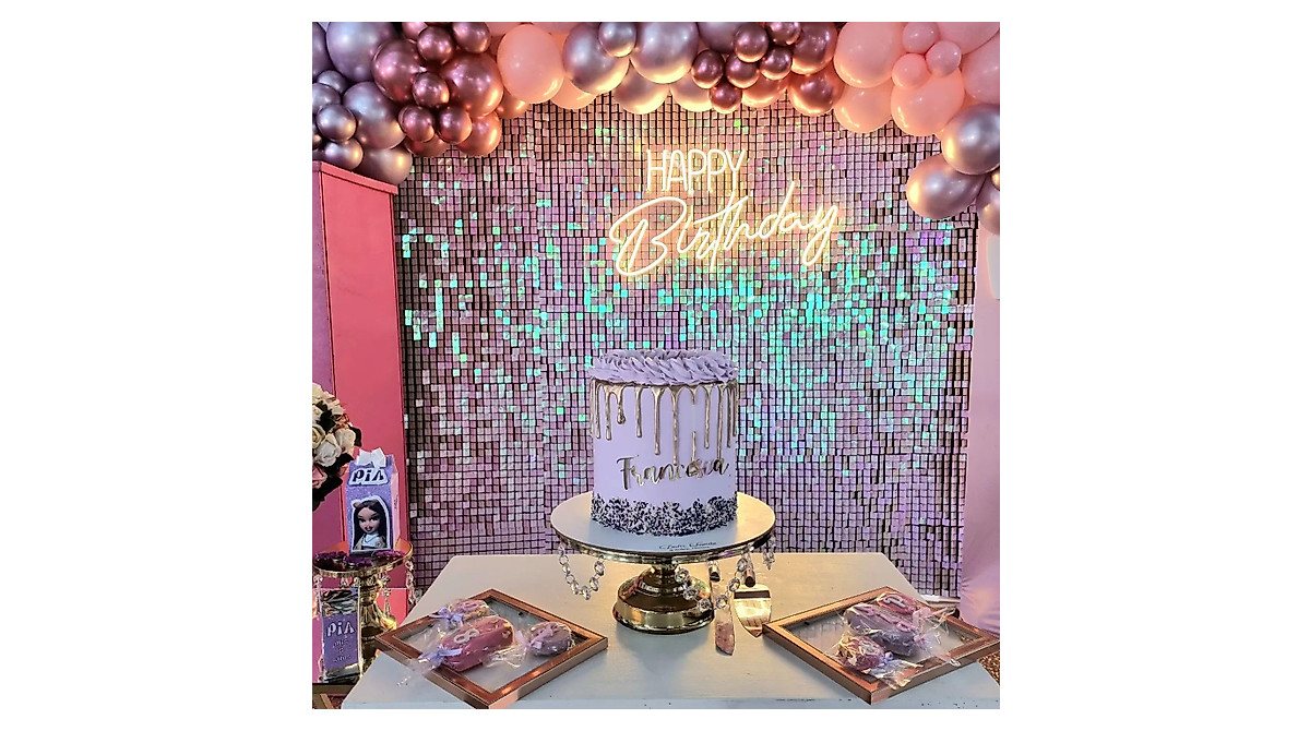 Iridescent Pink Sequin Wall Backdrop for Events