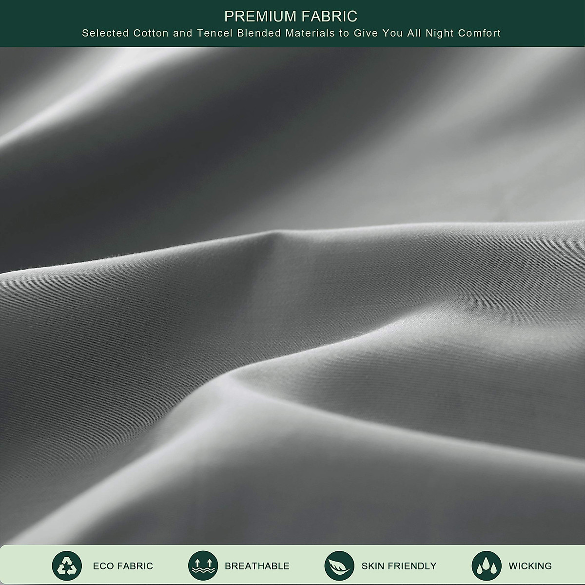 CHUN YI 3pcs King Bedding Duvet Cover Set Cotton Tencel Lyocell Bed Set, Duvet Cover King Cal King, 1 Duvet Cover and 2 Pillowcases, King/California King, Grey