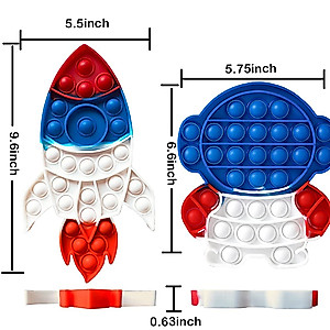 Formemory Pop it Fidget Toys, Pop its for Boys & Girls with Bigger & Deeper Bubble, Thicker & Louder Fidget Poppers Pack, Space Theme Autism Sensory Toys for Kids Adults (Rocket+Astronaut 2-Pack)