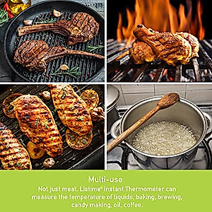 Meat Thermometer for Grill,Cooking and BBQ.Waterproof Instant Read Food Thermometer with Backlight,Calibration and Power Display.Digital Food Probe for Candy,Oil,Liquid.(Black-Silver)