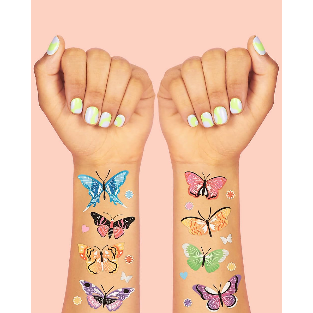 xo, Fetti Butterfly Temporary Tattoos - 46 Glitter Styles | Rainbow Fairy Birthday Party Supplies, Monarchs, Hearts, Flowers, Garden Arts and Crafts