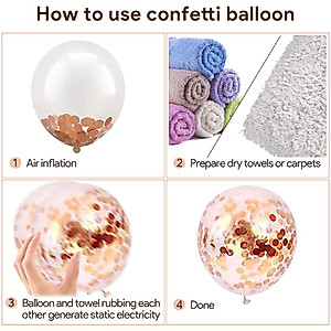 KBZVNAF Rose Gold Black Balloons Garland Kit - 120 Pack Black White Metallic Gold and Rose Gold Confetti Latex Balloons Garland for Wedding Birthday Bridal Shower Anniversary Party Decorations