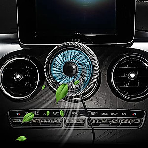 Bling Car Fan USB Fan with LED Light, Air Vent Mounted USB Fan with Bling Rhinestones Crystal for Car Air Vent Mounted, 360° Rotatable Car Auto Powerful Cooling Air Fan for Sedan SUV Auto Vehicles.