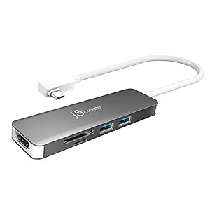 j5create 5 in 1 Compact USB-C Hub, Type C Adapter with 4K HDMI, 2 USB 3.0 Ports, SD and microSD Card Reader, for MacBook Pro, MacBook Air, XPS, Chromebook, and Other USB C Windows Laptops (JCD372)