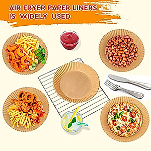 Air Fryer Disposable Paper Liner,Air Fryer Parchment Paper Liners Non-Stick Disposable,Air Fryer Filters Oil-Proof Water-Proof (50pcs-7.9inch, Natural)