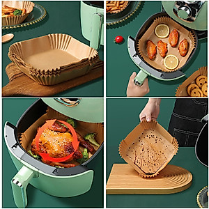 Air Fryer Liners Disposable,200Pcs Parchment Paper,LYHOLKEER 8IN Disposable Air Fryer Paper Liners for 5-8QT Air Fryer, Non-Stick Air Fryer Liners Square Free of Bleach