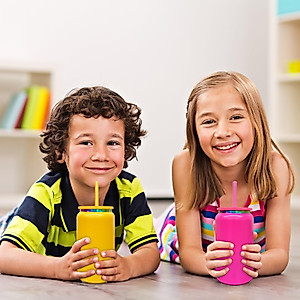 Glass Cups with Lids and Straws, 16 oz Stainless Steel Cups, Insulated Skinny Tumbler, Powder Coated Travel Mugs for Laser Engrave, Iced Coffee Cup for Smoothie Water DIY Gift (Orange,1 pack)