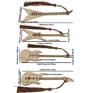 4pcs Bookmark Guitar Shape Tassel Creative Bookmark for Sheet Music Decoration Page Marker Art Craft Decor Page Marker Holder Gift for Student Teacher Reader