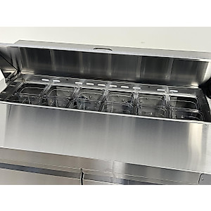 GenKraft Commercial Refrigerated - Salad/Sandwich Prep Table 48", 12 pan Capacity, Refrigerated Stainless Prep Table, used in Restaurants, Food Trucks, Fast Food Shops etc.