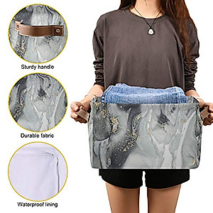 Storage Basket Cube Abstract Marble Texture Large Collapsible Toys Storage Box Bin Laundry Organizer for Closet Shelf Nursery Kids Bedroom,15x11x9.5 in,2 Pack