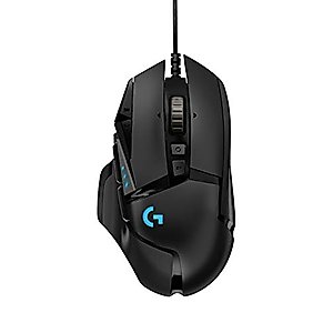 Logitech G502 Hero High Performance Wired Gaming Mouse, 25K Sensor, 25,600 DPI, RGB, Adjustable Weights, 11 Programmable Buttons, On-Board Memory, PC/Mac - Black
