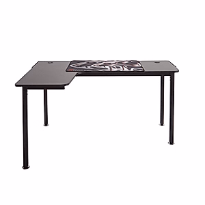 X Rocker Panther XL Left Corner Gaming Desk with Free Large Mousepad Included, Ultra Wide Left-Hand Corner Computer Table, Grey Carbon Fibre Effect and Cable Management