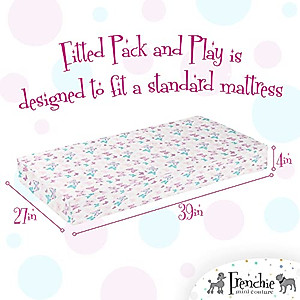 Frenchie Mini Couture, Fitted Pack n Play Sheets, 2 Pack, 100% Woven Cotton, Pack and Play Mattress Sheets, Fits Most Mini Crib & Playard, 27 x 39 x 4in, Butterfly