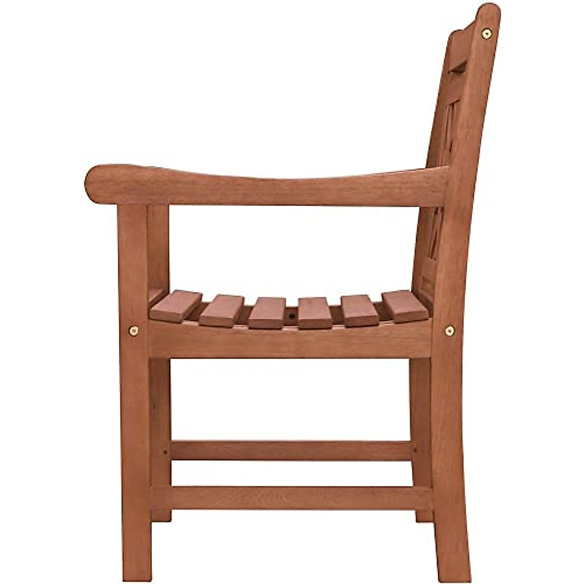 VIFAH V1835 Malibu Outdoor Patio Plaid Eucalyptus Dining Armchair