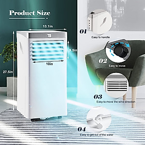oneinmil 4-IN-1 10000BTU Portable Air Conditioner and Heater, Built-in Dehumidifier & Fan Modes with Remote Control, Includes Window Mount Kit, AC Unit For Room, Office, Dorm, Bedroom