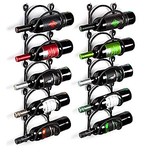 Wallniture Moduwine Wine Rack Wall Mount, Farmhouse Wall Decor Kitchen Storage Rack, Curved Finish, Set of 10