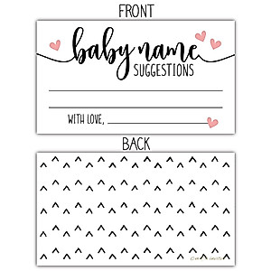 50 Sweet Heart Baby Name Suggestion Cards for Baby Shower