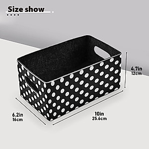 linqin Big Polka Dot Black White Collapsible Storage Bins Baskets, 2 Pack Foldable Felt Fabric Organizer Decorative Cube Box for Nursery Home Shelves Closet