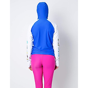 Tuga Women's Snorkel Hooded Top, Hawaii Fish, UPF 50+, USA Made, Navy, Medium