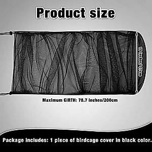 Adjustable Bird Cage Net Cover Birdcage Seed Feather Catcher Soft Skirt Guard Birdcage Nylon Mesh Netting for Parrot Parakeet Macaw Round Square Cages (Black, 78.7 x 15 Inch/ 200 x 37 cm)
