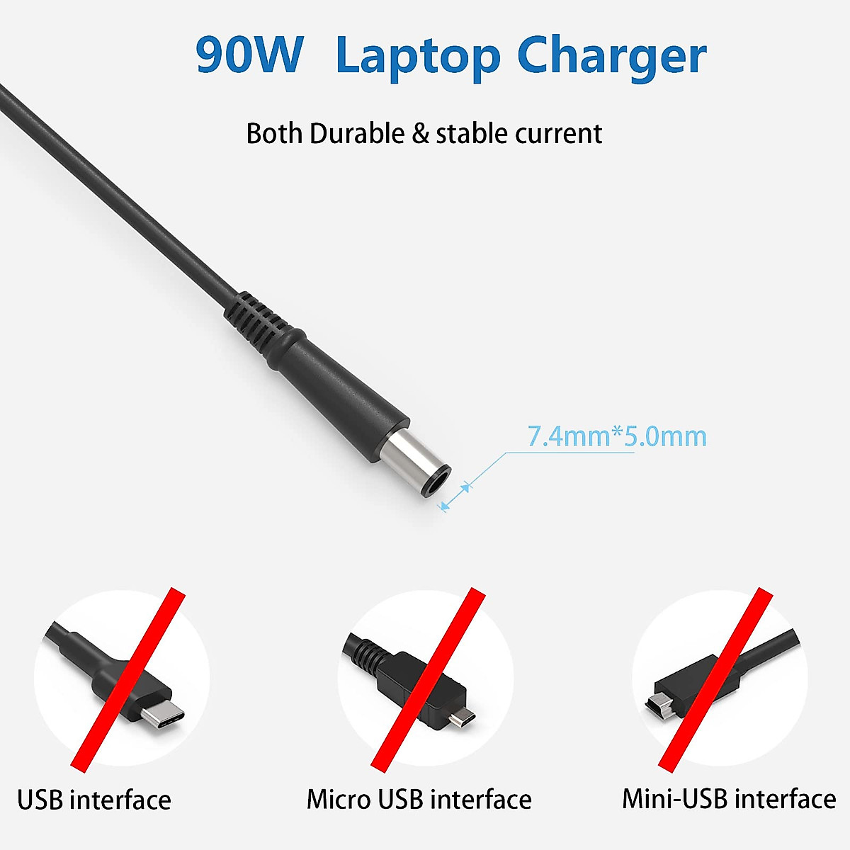 90W Power Cord Laptop Charger for HP Pavilion All in one Computer Desktop PC 18'' 19'' 20" 21" 20-B312 20-B314 HP ProBook Pavilion G7 G6 G4 G60 G50 DV7 DV6 DV5 DV4 for Elitebook 8440p 8470p 19V 4.74A