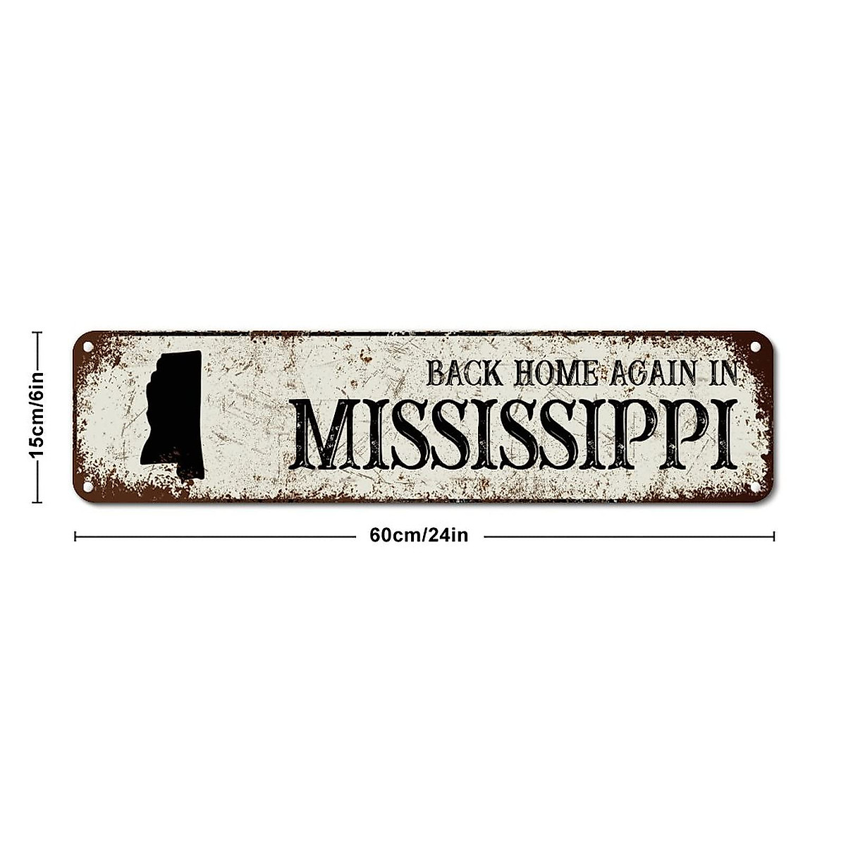 Bomehhjuli Back Home Again in Mississippi Tin Sign Mississippi State Metal Tin Sign Us State Aluminum Sign State Love Retro Chic Plaque Sign Decor for Country Home Kitchen Restaurant 24x6in
