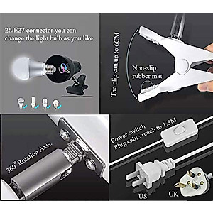 Sun-Rising Clip lamp,360° Rotation Clip on Lamp Portable Book Reading Light,Clamp on Desk/Table/Bunk Bed/Cupboard Home Lighting, (Desk lamp,Seven Colors for Your Choice) Black 2"