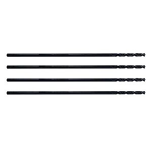MAXTOOL 1/8"x12" 4pcs Identical Aircraft Extension Drills HSS M2 Extra Long Deep Twist Drill Bits Straight Shank Fully Ground Black; ACF02B12R08P4