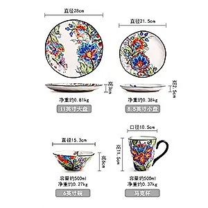 Style Floral Cutlery Set Ceramic Dish Porcelain Dessert Plate Fruit Dishes Dinnerware Set Tableware Tools