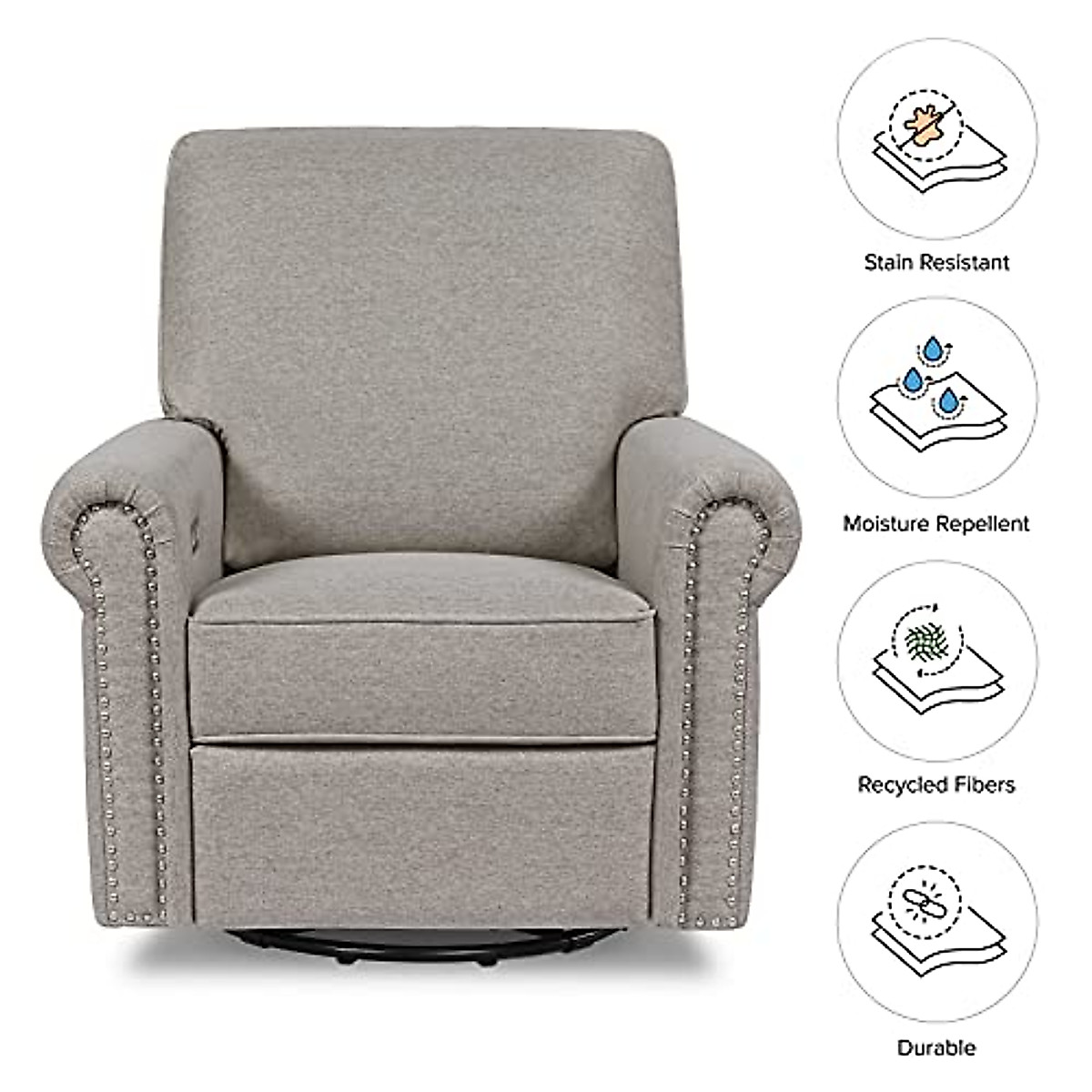Namesake Linden Electronic Recliner and Swivel Glider with USB Port in Performace Grey Eco-Weave, Water Repellent & Stain Resistant, Greenguard Gold & CertiPUR-US Certified