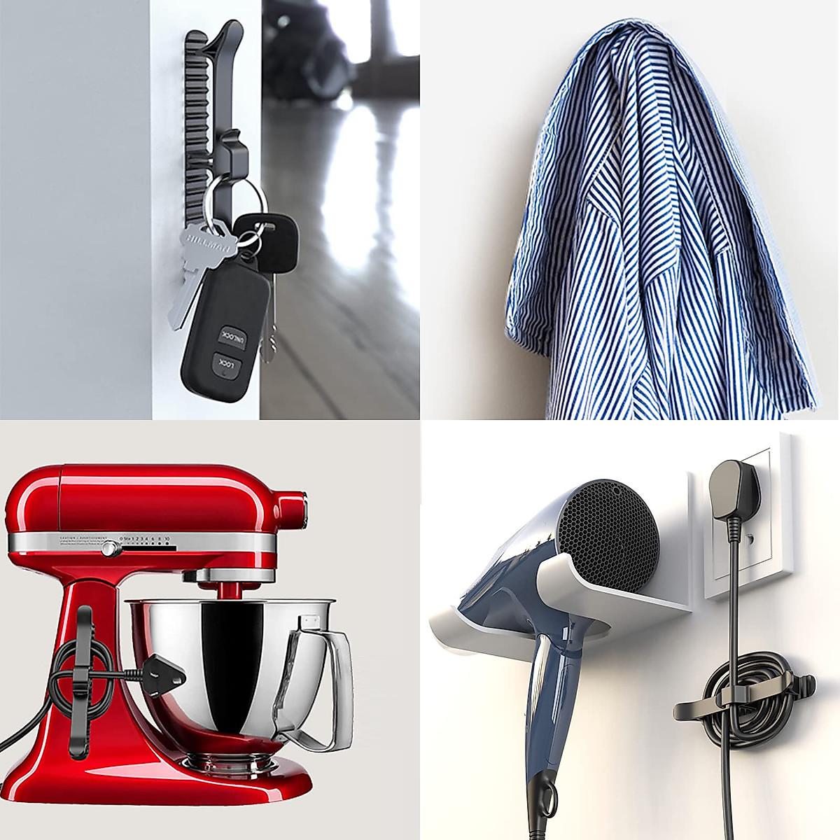 NKTDWO 3PCS Cord Organizer for Kitchen Appliances, Wire Organizer for Home Appliances Cord Keeper Wrapper Stick on Mixer, Coffee Maker, Pressure Cooker, Air Fryer (Mix)