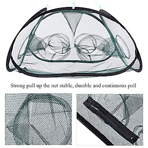 Folded Fishing Trap, Foldable Fish Minnow Crab Crayfish Crawdad Shrimp Net Trap Cast Net Dip Cage Collapsible Easy Use Fishing Accessories(9驴脳), Fishing Tools Net Folding Hand Throw Catch Fish Tra