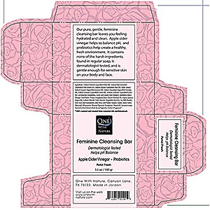 One With Nature Feminine Cleansing Bar, Petal Fresh, Probiotics, Apple Cider Vinegar, Omega Fatty Acids, Oatmeal, Pure, Gentle Cleansing Bar for Sensitive Skin, Face, Body, 3.5 Oz (Pack of 3)